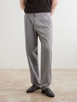 Oliver Peoples Morton Straight-leg Pleated Checked Cotton-blend Suit Trousers