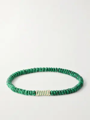 Luis Morais 14k Gold Malachite Beaded Bracelet - Green