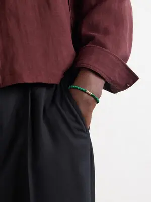 Luis Morais 14k Gold Malachite Beaded Bracelet