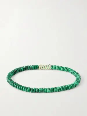 Luis Morais 14k Gold Malachite Beaded Bracelet