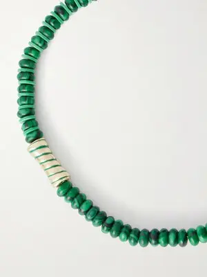 Luis Morais 14k Gold Malachite Beaded Bracelet