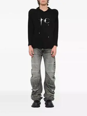 THUG CLUB Bulk Shoulder Waffle-knit Hoodie