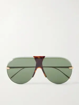 Loewe Tortoiseshell Acetate Aviator Sunglasses - Gold