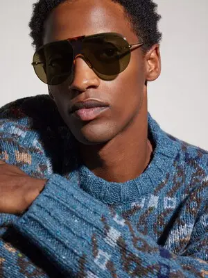 Loewe Tortoiseshell Acetate Aviator Sunglasses - Gold