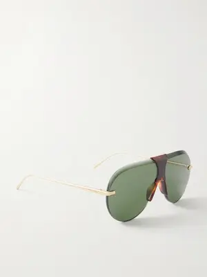 Loewe Tortoiseshell Acetate Aviator Sunglasses - Gold