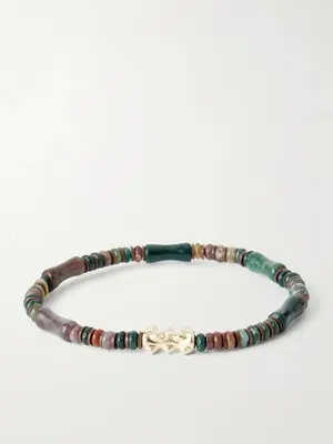 Luis Morais 14-karat Gold Agate Beaded Bracelet - Brown