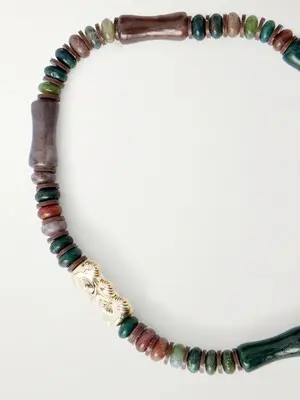 Luis Morais 14-karat Gold Agate Beaded Bracelet