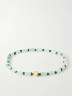 Luis Morais 14-karat Gold And Aventurine Beaded Bracelet - Green