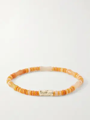 Luis Morais 14 Karat Gold Carnelian Beaded Bracelet - Orange