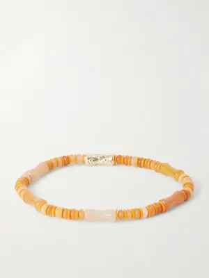 Luis Morais 14 Karat Gold Carnelian Beaded Bracelet