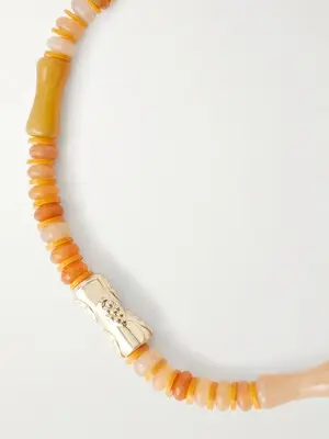 Luis Morais 14 Karat Gold Carnelian Beaded Bracelet