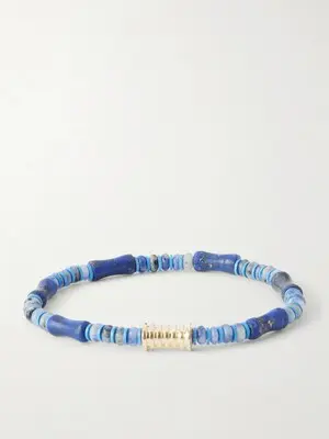 Luis Morais 14-karat Gold Lapis Lazuli Beaded Bracelet - Blue