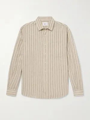 Nn07 Deon 5728 Striped Linen Shirt