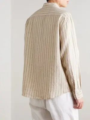 Nn07 Deon 5728 Striped Linen Shirt