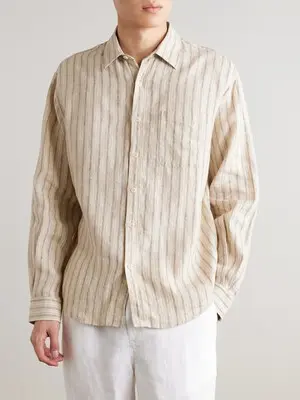 Nn07 Deon 5728 Striped Linen Shirt