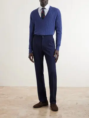 Dunhill Ribbed Cashmere V-neck Sweater