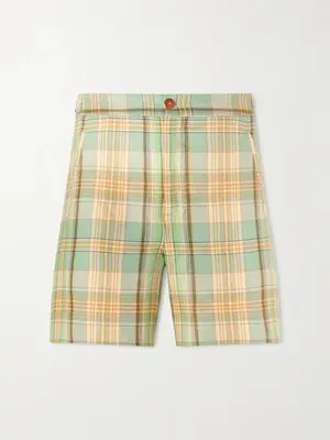 GOD'S TRUE CASHMERE Straight-leg Checked Linen Shorts