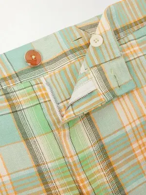 GOD'S TRUE CASHMERE Straight-leg Checked Linen Shorts