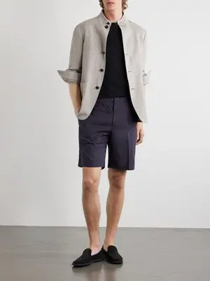 Zegna Oasi Straight-leg Linen Shorts - Blue
