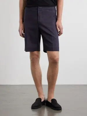 Zegna Oasi Straight-leg Linen Shorts - Blue