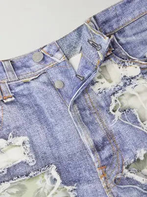 Acne Studios Rose-printed Wide-leg Cotton Jeans