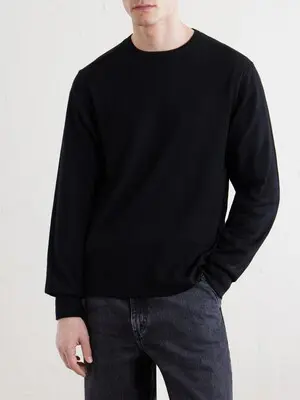 Officine Générale Merino Wool Crewneck Sweater - Black