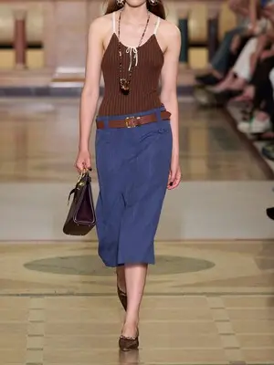 Tory Burch Color-block Ribbed-knit Wool And Cotton-blend Bodysuit - Brown