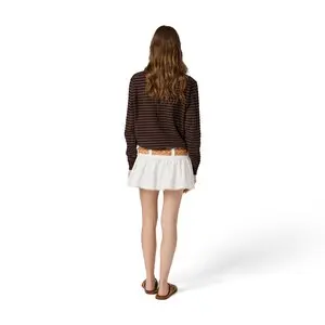 Miu Miu Slubbed Poplin And Eyelet Lace Mini Skirt