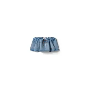 Miu Miu Washed Denim Miniskirt With Drawstring Waist