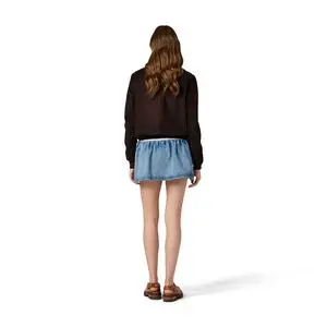 Miu Miu Washed Denim Miniskirt With Drawstring Waist