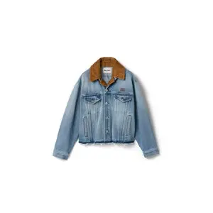 Miu Miu Washed Denim And Suede Blouson Jacket