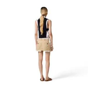 Miu Miu Embroidered Logo Chino Miniskirt