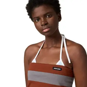 Miu Miu Striped Jersey Halter Top