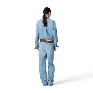 Miu Miu Oversized Washed Twill Shirt With Embroidered Logo