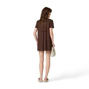 Miu Miu Poplin Dress With Embroidered Scalloped Collar