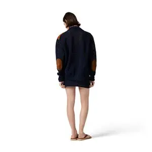 Miu Miu Crochet And Suede Miniskirt - Navy