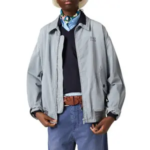 Miu Miu Oversized Twill Blouson Jacket With Embroidered Logo
