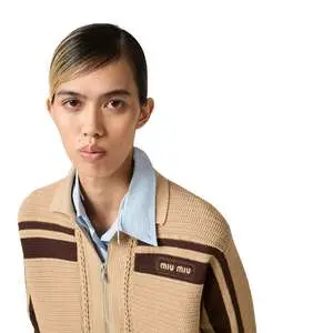 Miu Miu Cotton Crochet Zip-up Cardigan