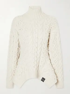 Stella McCartney Bobble Cable-knit Wool Turtleneck Sweater - Neutrals
