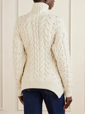 Stella McCartney Bobble Cable-knit Wool Turtleneck Sweater - Neutrals