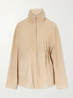 Nour Hammour Suede Zip-up Jacket - Neutrals