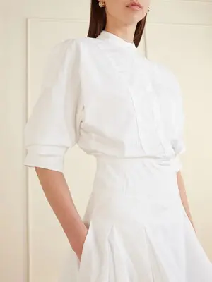 Simkhai Effie Bubble Pleated Cotton-blend Poplin Mini Dress - White