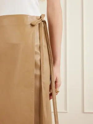 Nour Hammour Paneled Leather Maxi Wrap Skirt