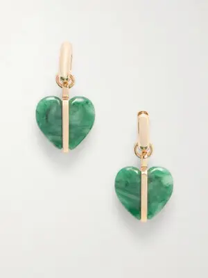 ROXANNE ASSOULIN Gold-tone And Agate Heart Drop Earrings - Green