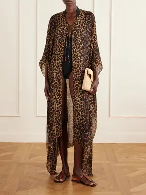Saint Laurent Leopard-print Wool Kaftan