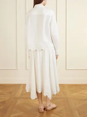 Simkhai Ames Cropped Broderie Anglaise Linen-blend Shirt