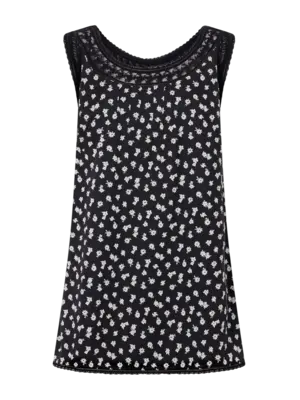 Posse Danielle Floral-print Lace-trimmed Cotton Mini Dress - Black