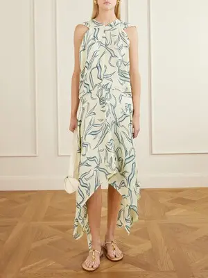 Proenza Schouler Sybella Floral Print Linen And Silk-blend Maxi Dress - Yellow