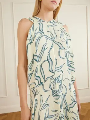 Proenza Schouler Sybella Floral Print Linen And Silk-blend Maxi Dress - Yellow