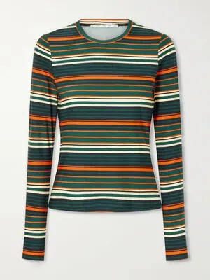 Proenza Schouler White Label Mae" Striped Long Sleeve T-shirt - Green